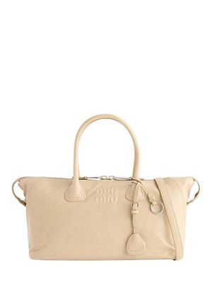 Miu Miu Vitello Shine Leather Shoulder Bag - Travertino