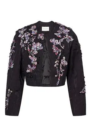 Dries Van Noten Bead-embellished Cropped Woven Jacket - Black