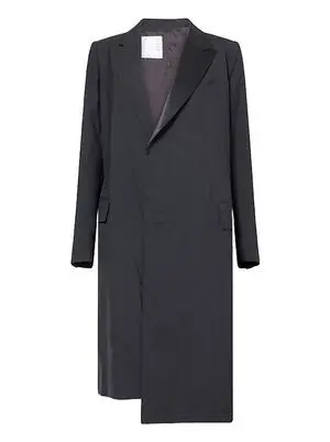 Sacai Wrap-over Wool-blend Coat - Black