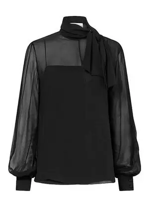 VALENTINO Neck-scarf Sheer Silk Top 10