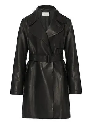 THE ROW Siempra Belted Leather Coat - Black