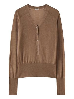 JOSEPH Reem Cashair Henley Cashmere Top - Sable