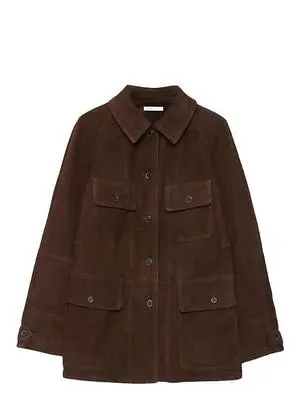 ALLSAINTS Roiya Patch-pocket Suede Jacket - Fango Brown