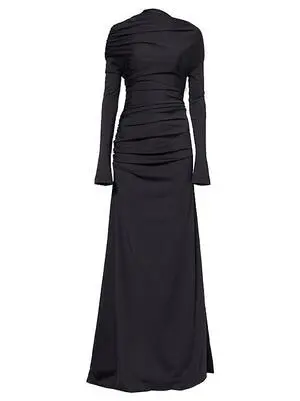 Victoria Beckham Gathered-detail Shoulder Drape Woven Gown - Black