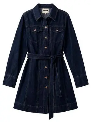 OMNES Vera Cotton Denim Mini Dress - Indigo