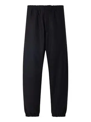 Stone Island Ghost Tapered Wool And Nylon-blend Flannel Drawstring Trousers - Black