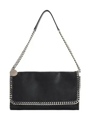 Stella McCartney Falabella Flap Woven Shoulder Bag - Black
