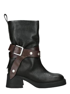 MIISTA Janina Leather Heeled Ankle Boots - Black/comb