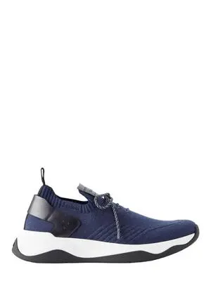 Berluti Shadow Leather-trimmed Mesh Sneakers - Blue
