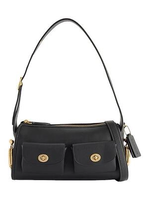 COACH Turnlock Haversack 27 Leather Shoulder Bag - Black
