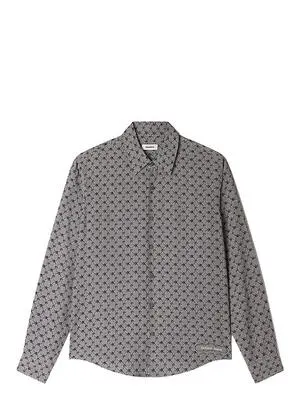 Sandro Chain-print Long-sleeve Woven Shirt - Grey