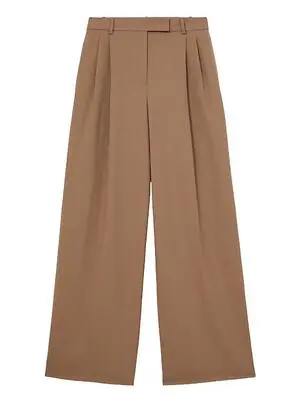 REISS Luna Pleated Wide-leg Wool-blend Trousers - Camel