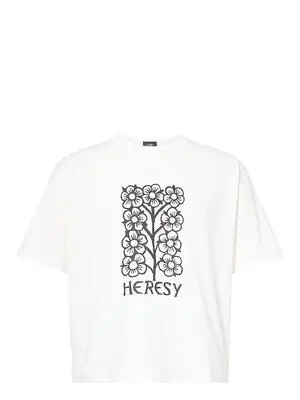 HERESY Verdure Floral-print Cotton T-shirt - Ecru