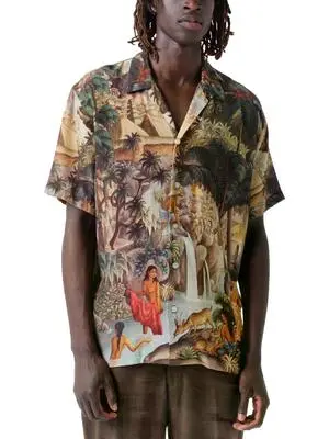 ENDLESS JOY Campuhan Silk-crepe Short-sleeve Shirt - Brown