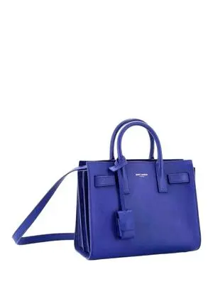 Saint Laurent Sac De Jour Nm Bag Leather Nano Tote Bag Blue