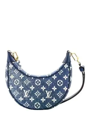LOUIS VUITTON Loop Handbag Monogram Jacquard Denim Hobo Bag Blue