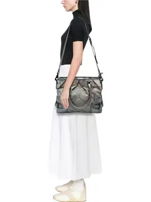Burberry 2000-2017 Glitter Smoke Check Canvas Check Satchel - Silver