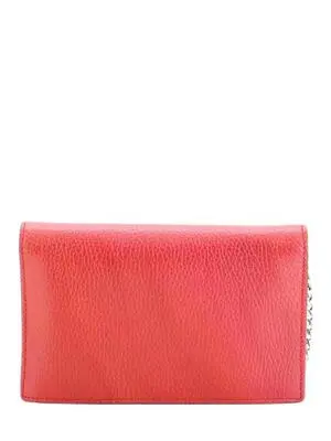 Gucci Interlocking Wallet On Chain Leather Crossbody Bag - Red