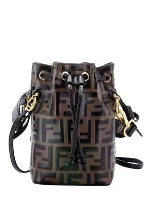 Fendi Mon Tresor Zucca Embossed Leather Mini Bucket Bag - Brown