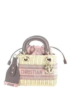 Dior Lady Bag Wicker And Oblique Canvas Mini Tote Bag - Neutrals