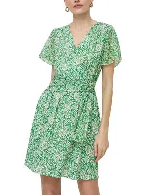 MORGAN Floral-print Belted Mini Dress - Green