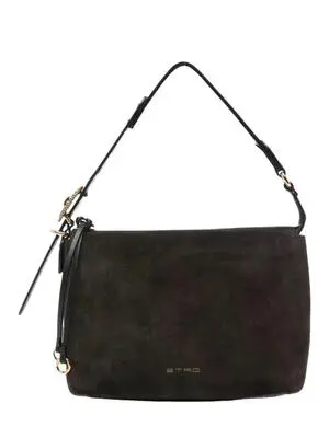 Etro Logo-plaque Suede Shoulder Bag - Brown