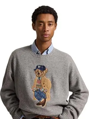 Ralph Lauren Relaxed Fit Polo Bear Sweater - Grey Multi