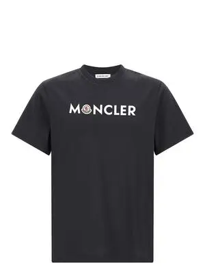 Moncler Front Logo Print T-shirt - Blue