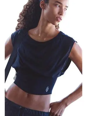 Free People Light Of Day Banded Tee - Black