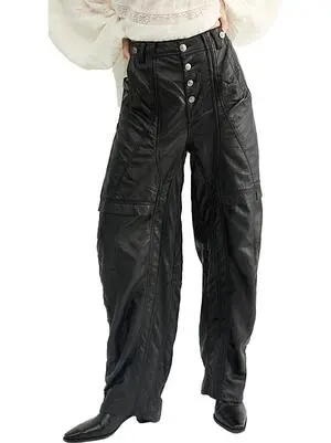 Free People We The Free Definition Workwear Vegan Leather Pants - Black