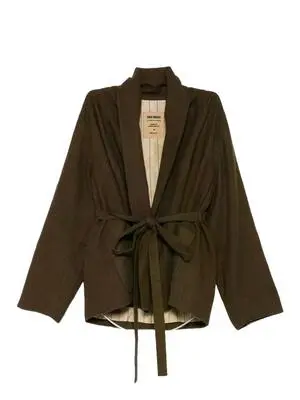 UMA WANG Belted Shawl-collar Jacket - Brown