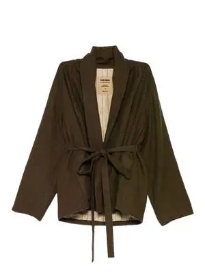 UMA WANG Belted Shawl-collar Jacket - Brown