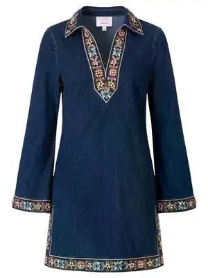 Cinq À Sept Pierson Crystal-embellished Denim Mini Dress - Blue