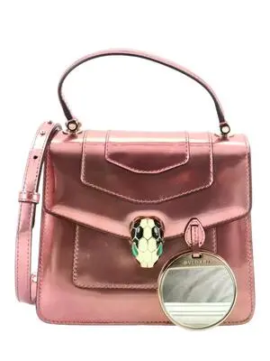 BVLGARI Serpenti Forever Top Handle Bag Patent Small Satchel - Metallic