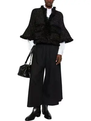 Sacai Fringed Tweed-effect Jacket - Black