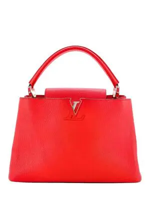LOUIS VUITTON Capucines Bag Leather Mm Satchel Red