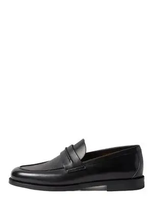 ZEGNA Black Leather Mocassin Corso Loafers