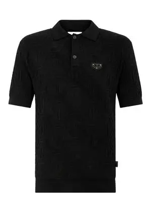Philipp Plein Jacquard-monogram Polo Shirt - Black