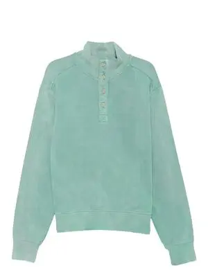 ENTIRE STUDIOS Port Button-up Mock-neck Sweatshirt Green