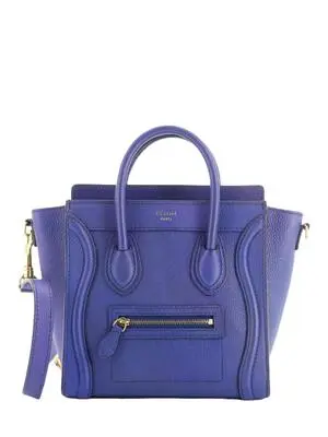 Celine Luggage Bag Grainy Leather Nano Crossbody Bag - Blue