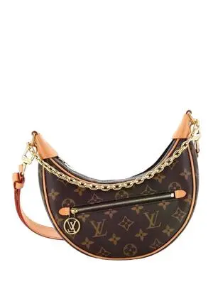 LOUIS VUITTON Loop Handbag Monogram Canvas Hobo Bag Brown
