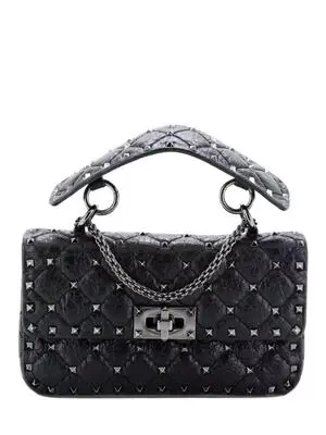 Valentino Garavani Rockstud Spike Flap Bag Quilted Leather Small Crossbody Bag - Black