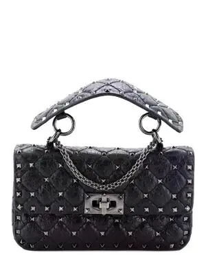Valentino Garavani Rockstud Spike Flap Bag Quilted Leather Small Crossbody Bag - Black