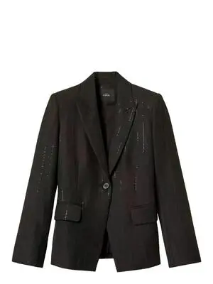 TWINSET Sequin Pinstripe Blazer - Black