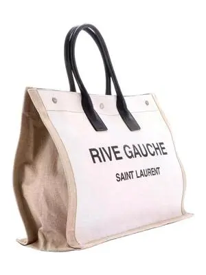 Saint Laurent Rive Gauche Shopper Canvas Large Tote Bag - Black