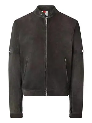 Thom Browne Leather Racer Jacket Grey