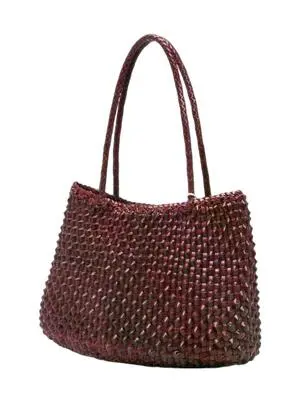 Dragon Diffusion Santa Croce Cactus Woven Leather Shoulder Bag Red