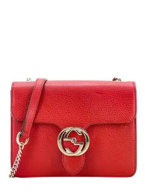 Gucci Interlocking Leather Small Shoulder Bag Red