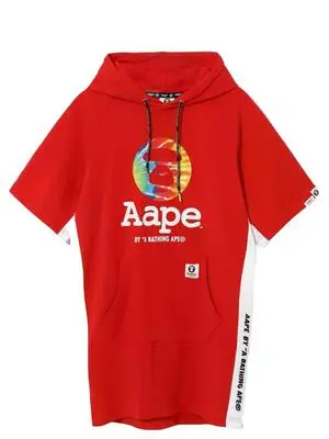 AAPE BY *A BATHING APE Moonface Logo-print Hooded Mini Dress - Red