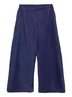Issey Miyake Plissé-effect Cropped Trousers - Blue